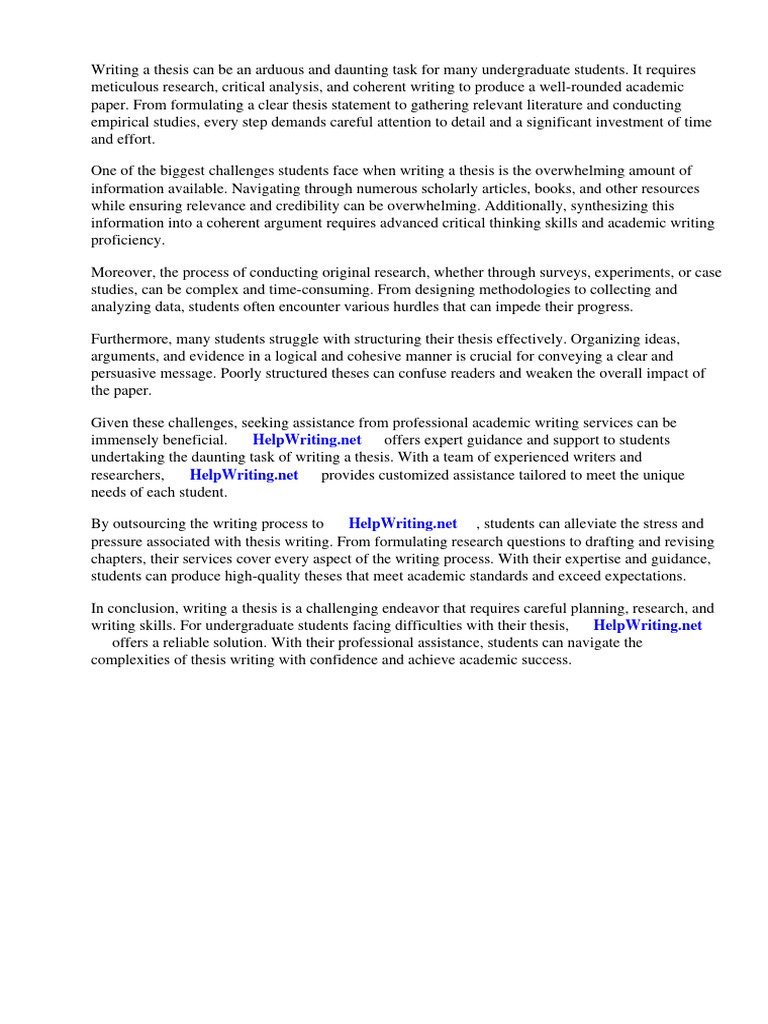 Thesis Writing Undergraduate | PDF | Critical Thinking | Thesis