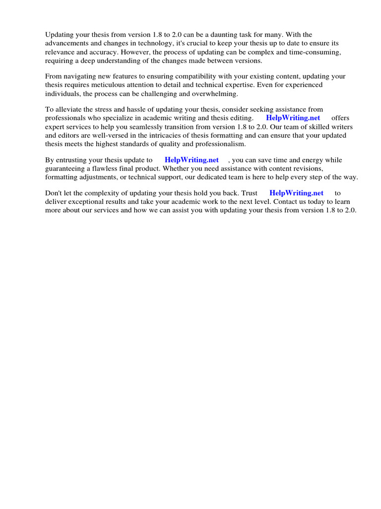 How To Update Thesis 1.8 To 2.0 | PDF | Thesis | Immune System