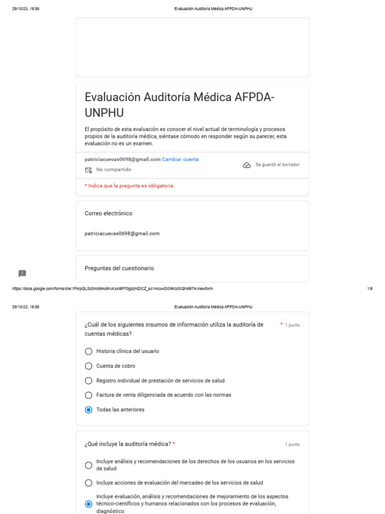 Evaluación Auditoría Médica AFPDA-UNPHU | PDF | Auditoría | Evaluación