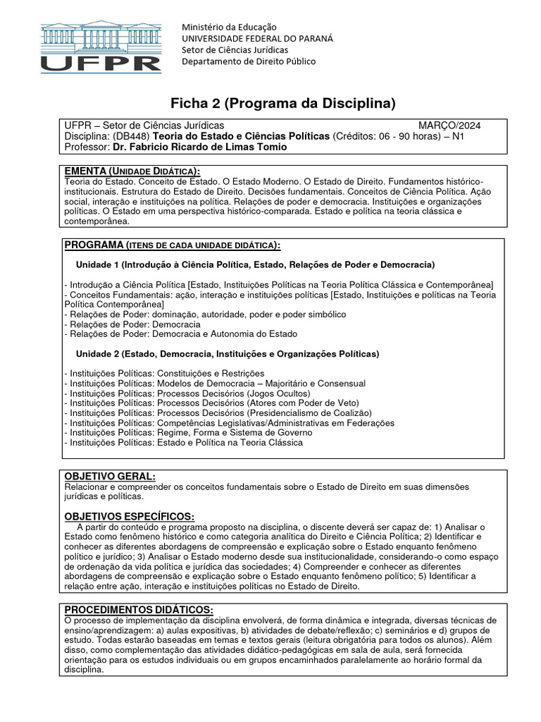 FICHA2 - DB448 Programa TECP 2024 Fabricio Tomio N1 | PDF