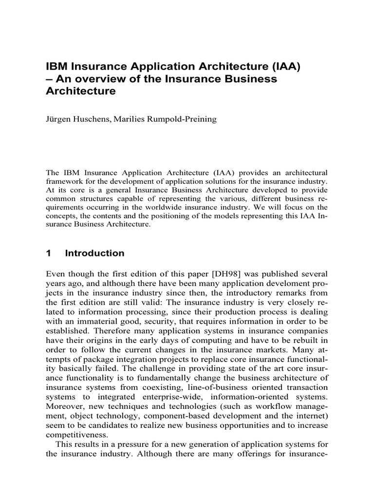 IBM Insurance Application Architecture (IAA ) | PDF | Component Based Software Engineering ...