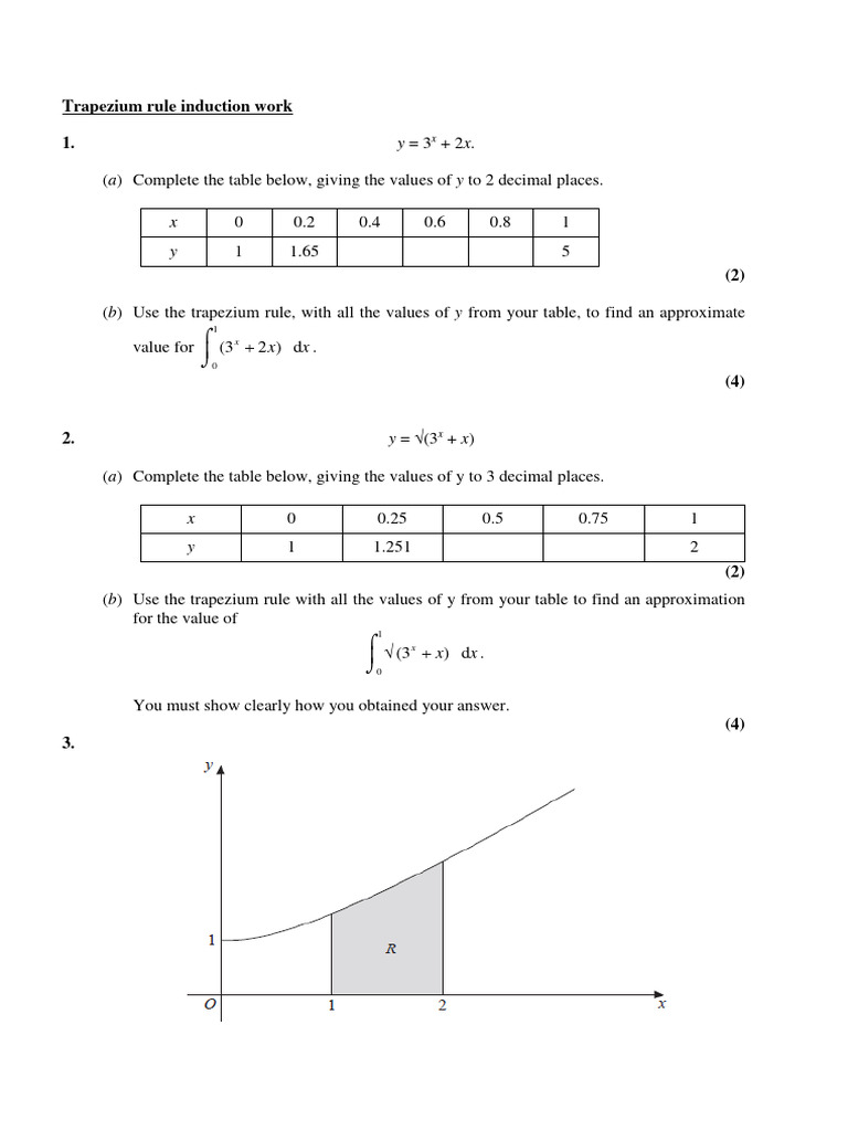 Trapezium Rule - Exercise and Solutions | PDF | Applied Mathematics ...