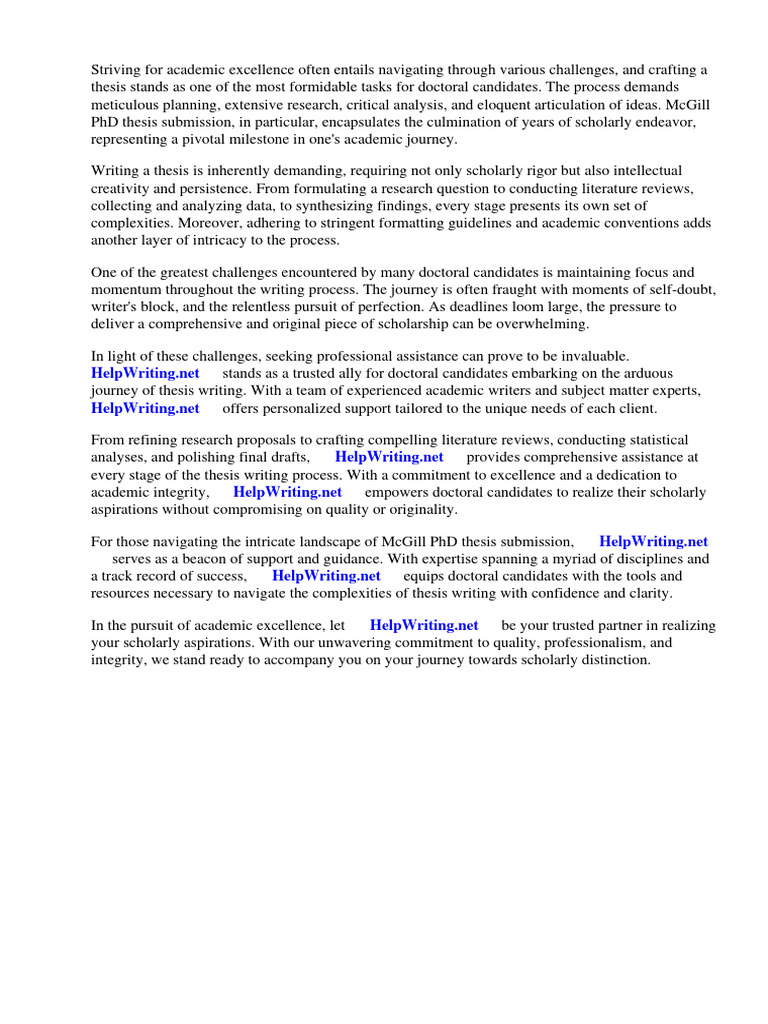 Mcgill PHD Thesis Submission | PDF | Thesis | Doctorate Mcgill PHD Thesis Submission | PDF | Thesis | Doctorate