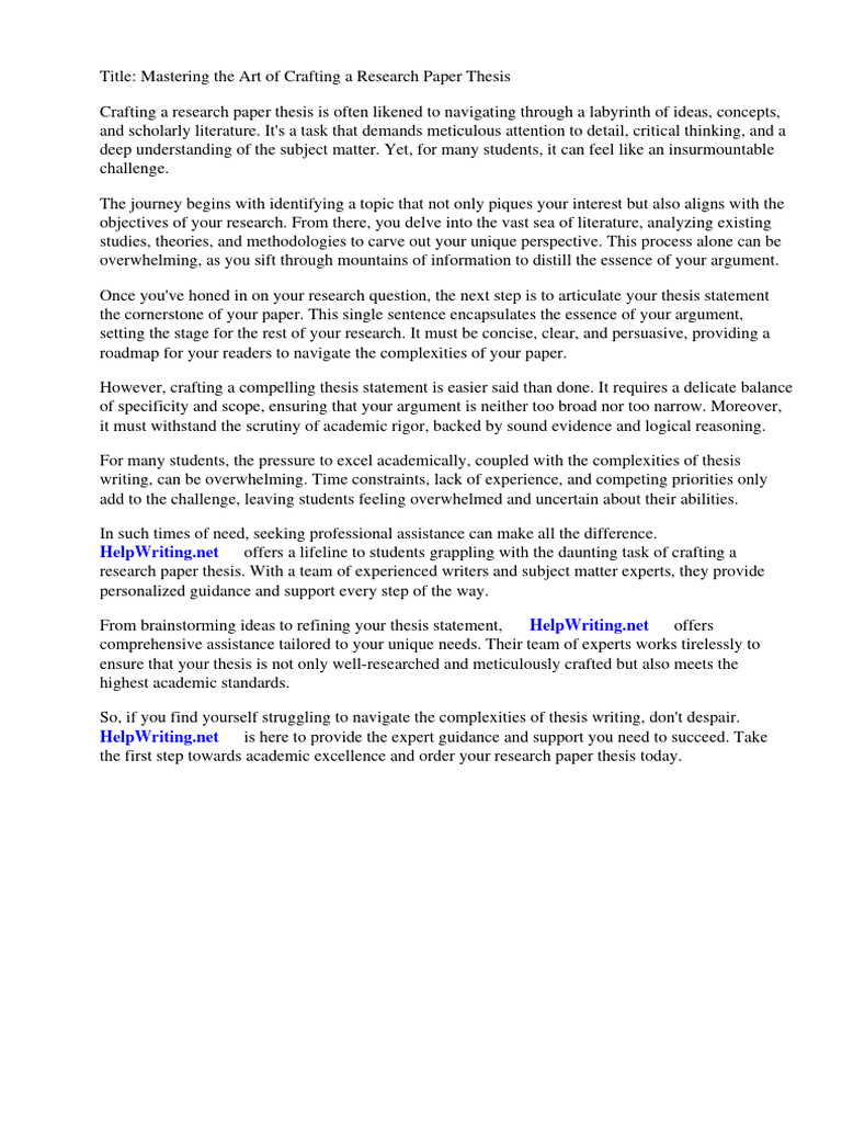 Creating A Research Paper Thesis | PDF | Academic Publishing | Thesis