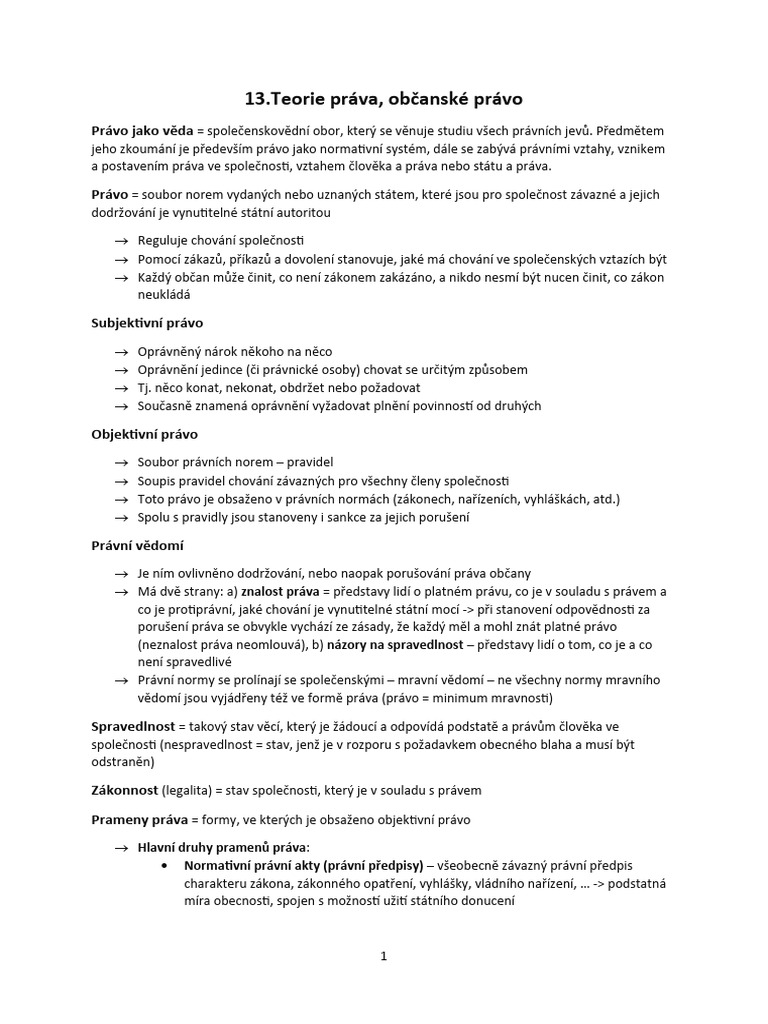 13.teorie Práva, Občanské Právo | PDF
