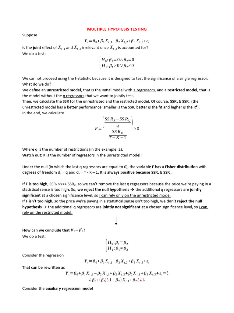Multiple Hypothesis Testing in Regression | PDF | Ordinary Least ...
