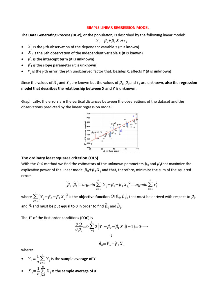 Simple Linear Regression Model | PDF | Ordinary Least Squares | Linear Regression