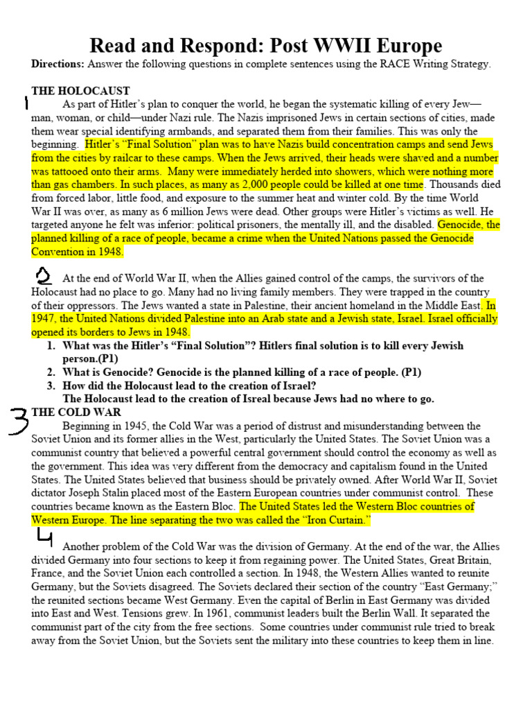 Read and Respond-Post WWII | PDF | Cold War | The Holocaust