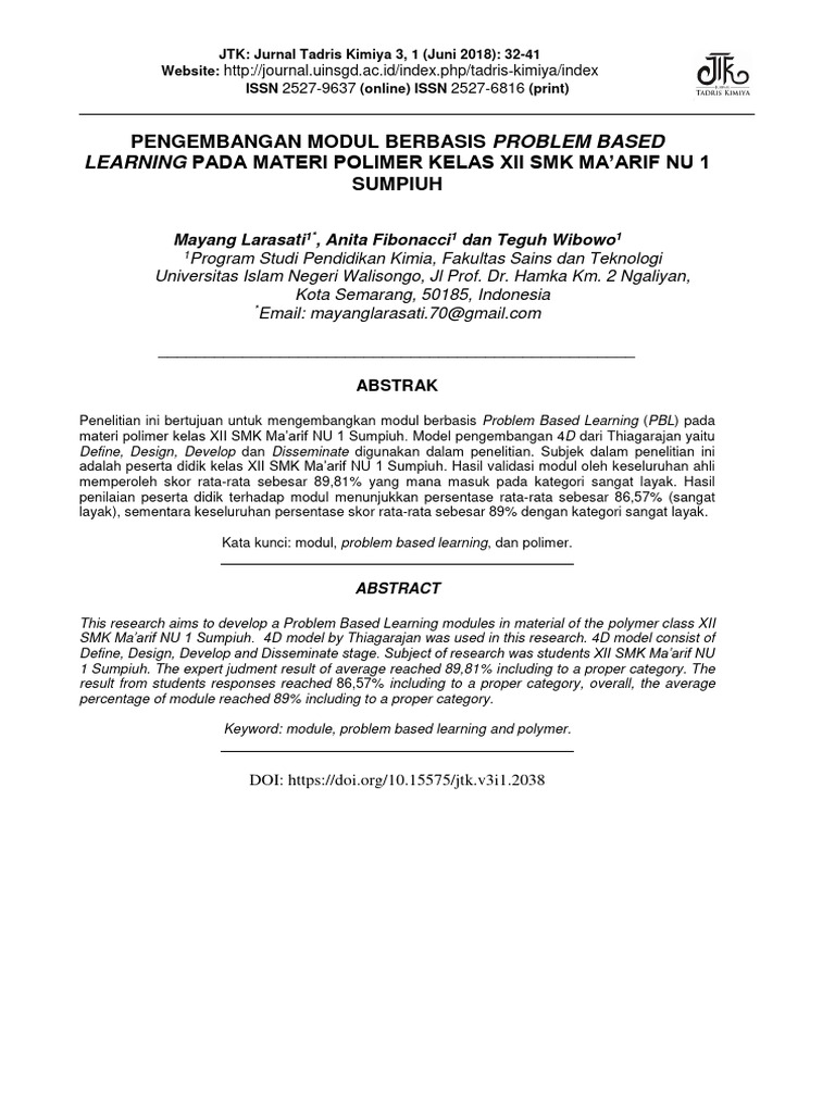 Pengembangan Modul Berbasis Problem Base | PDF