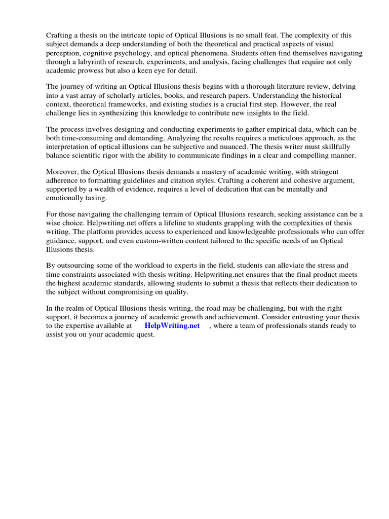 Optical Illusions Thesis | PDF | Illusion | Perception