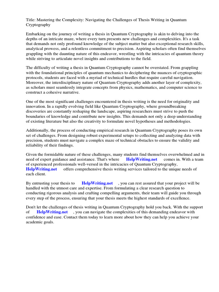 Thesis Quantum Cryptography | PDF | Cryptography | Encryption
