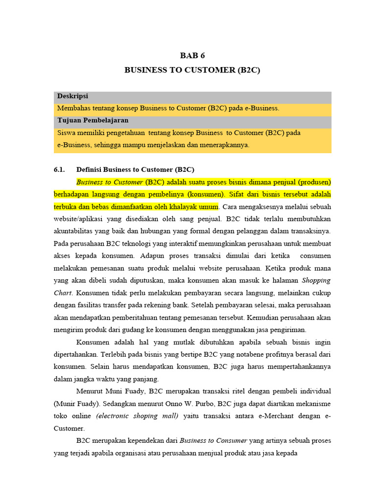 Bab 6 Business To Customer (B2C) | PDF