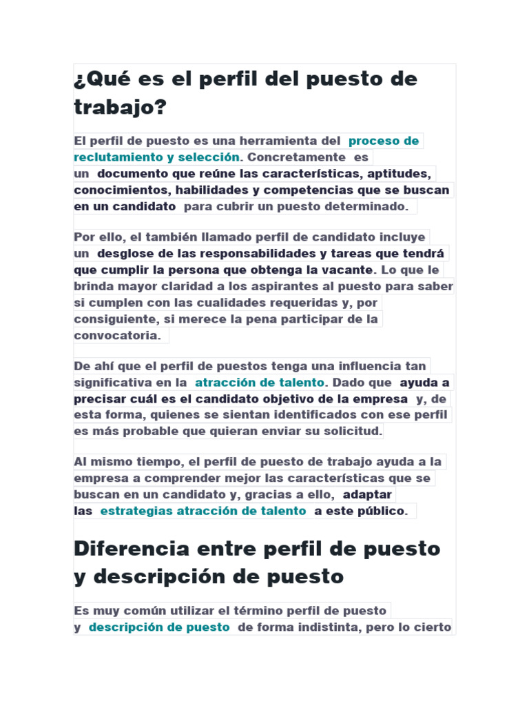 Guía del Perfil de Puesto de Trabajo | PDF | Reclutamiento | Business