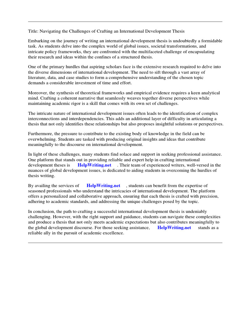 International Development Thesis Ideas | PDF | Politics | Social Science