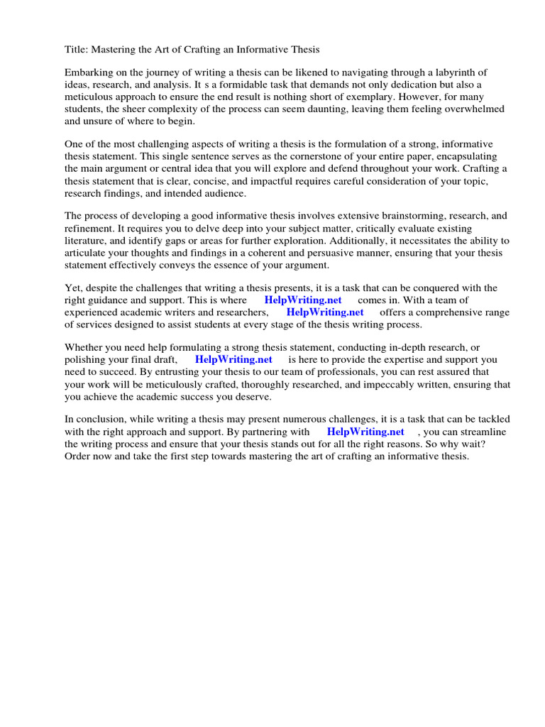 How To Write A Good Informative Thesis | Download Free PDF | Essays ...