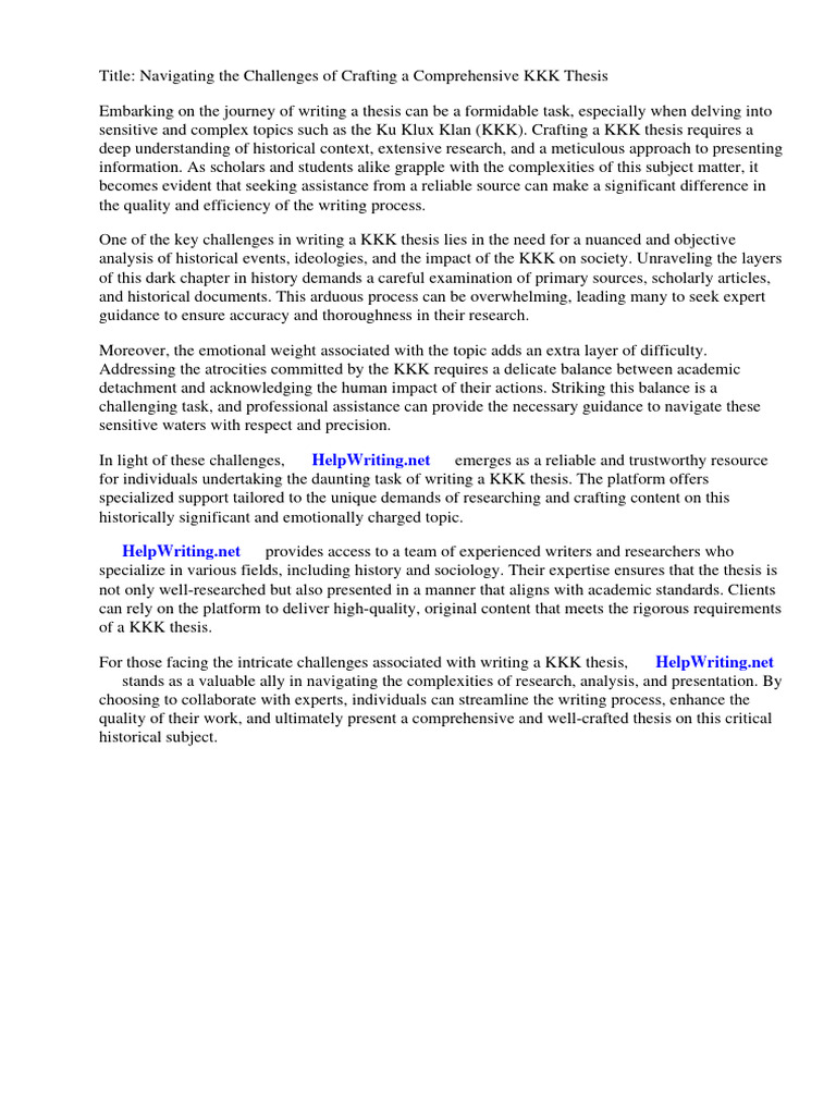 KKK Thesis | PDF | Ku Klux Klan