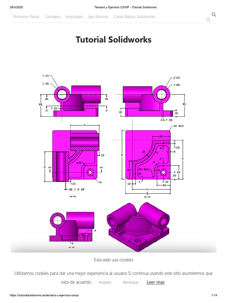 Temario Y Ejercicio Cswp Tutorial Solidworks Pdf Cookie