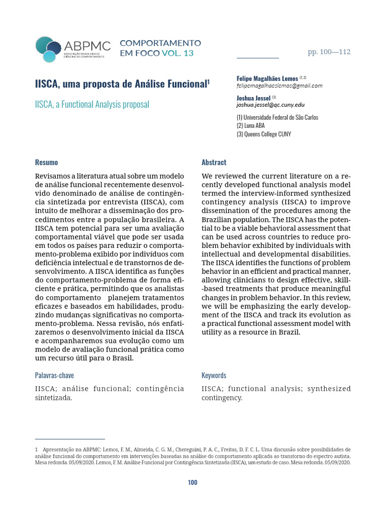 IISCA, Uma Proposta de Análise Funcional | PDF | Tempo | Conceitos ...