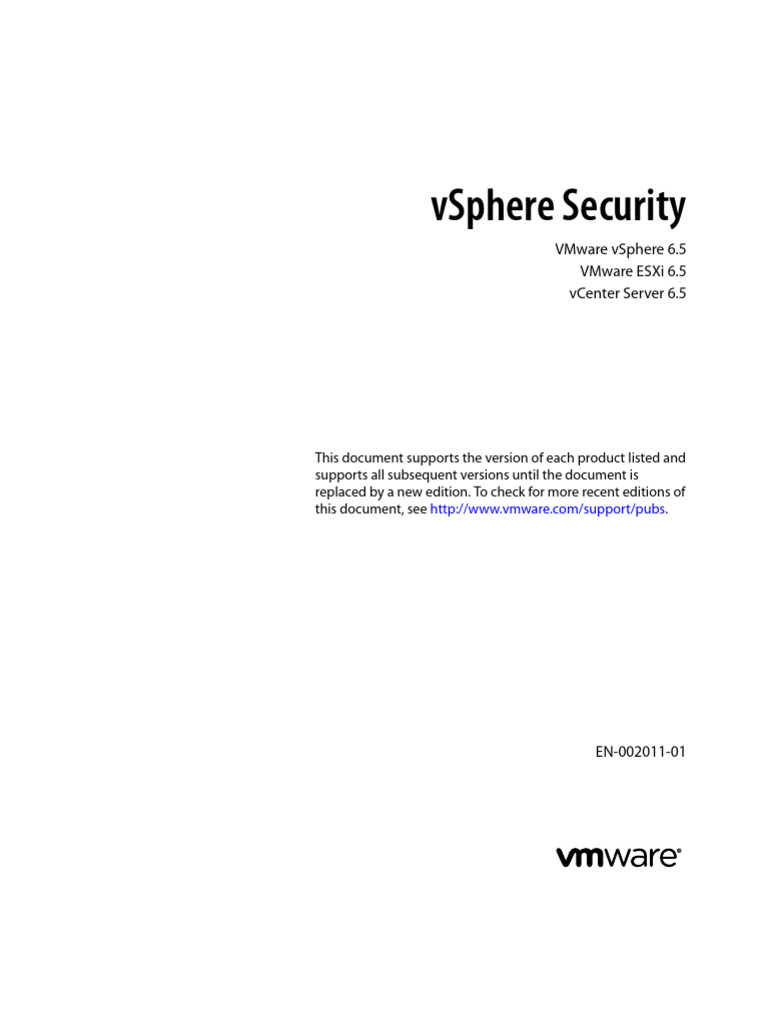 Vsphere Esxi Vcenter Server 65 Security Guide | Download Free PDF | Computer Network | Virtual ...