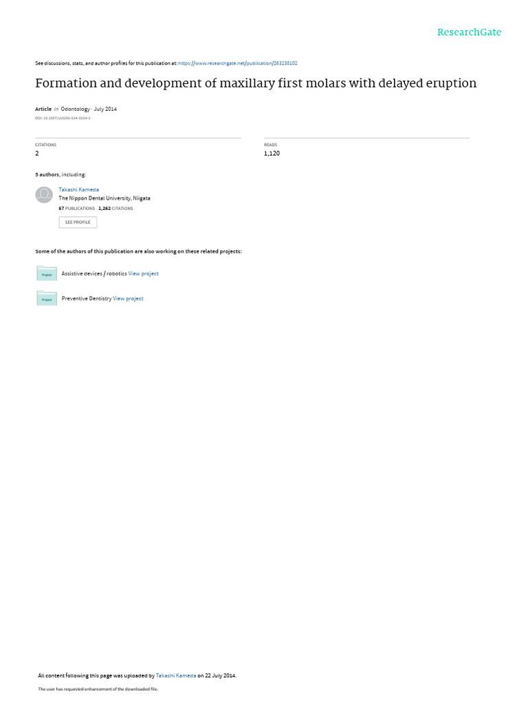 Formation and Development of Maxillary First Molars With Delayed ...