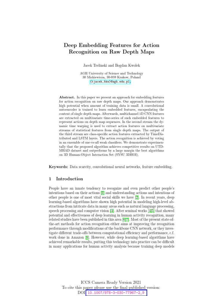 CNN-based and DTW Features For Human Activity Recognition On Depth Maps ... CNN-based and DTW Features For Human Activity Recognition On Depth Maps ...