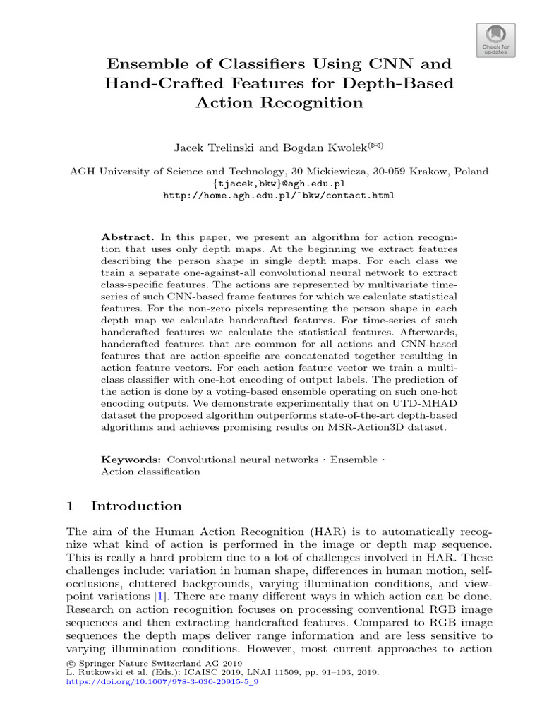 Embedded Features For 1d Cnn Based Action Recognition On Depth Maps Pdf Statistical