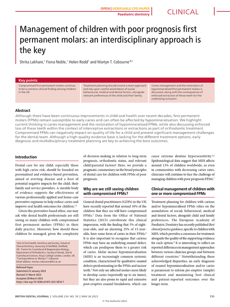 Management of Children With Poor Prognosis Frst41415 - 2023 - Article ...