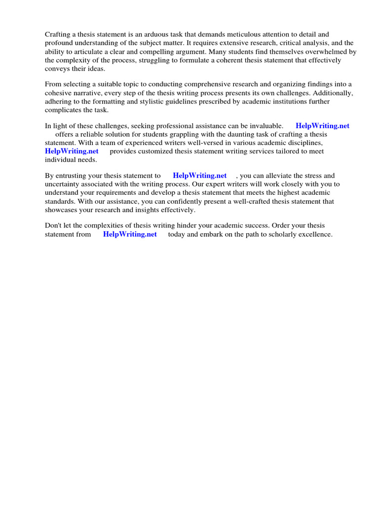 Thesis Statement Sample Format | PDF | Essays | Thesis