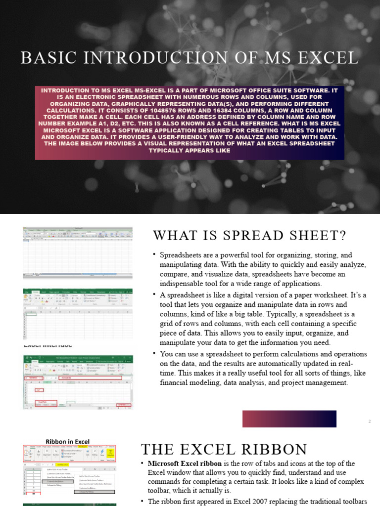 Basic Introduction of MS Excel | PDF | Microsoft Excel | Spreadsheet