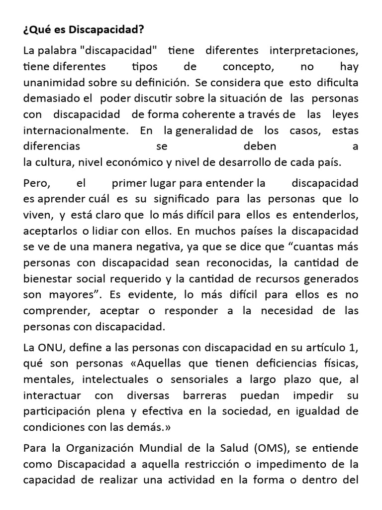 Qué Es Discapacidad | PDF | Invalidez | Discapacidad intelectual