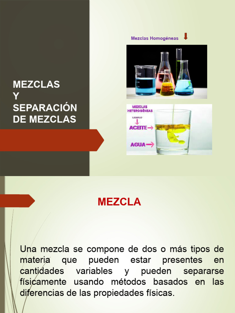 Separación de Mezclas | PDF | Mezcla | Solubilidad