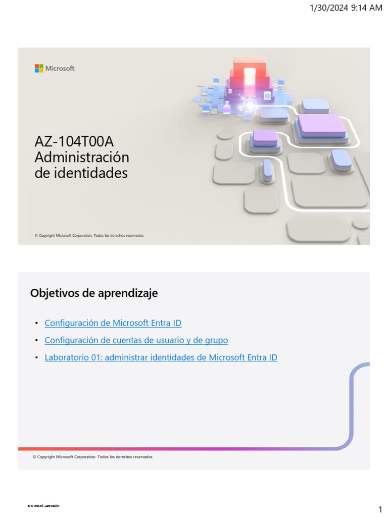 AZ 104T00A ES PowerPoint - 01 | PDF | Microsoft | Usuario (informática)