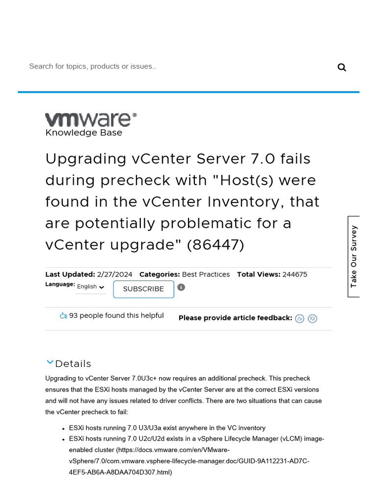 Upgrading Vcenter Server 7.0 Fails During Precheck With - Host(s) Were Found in The Vcenter ...
