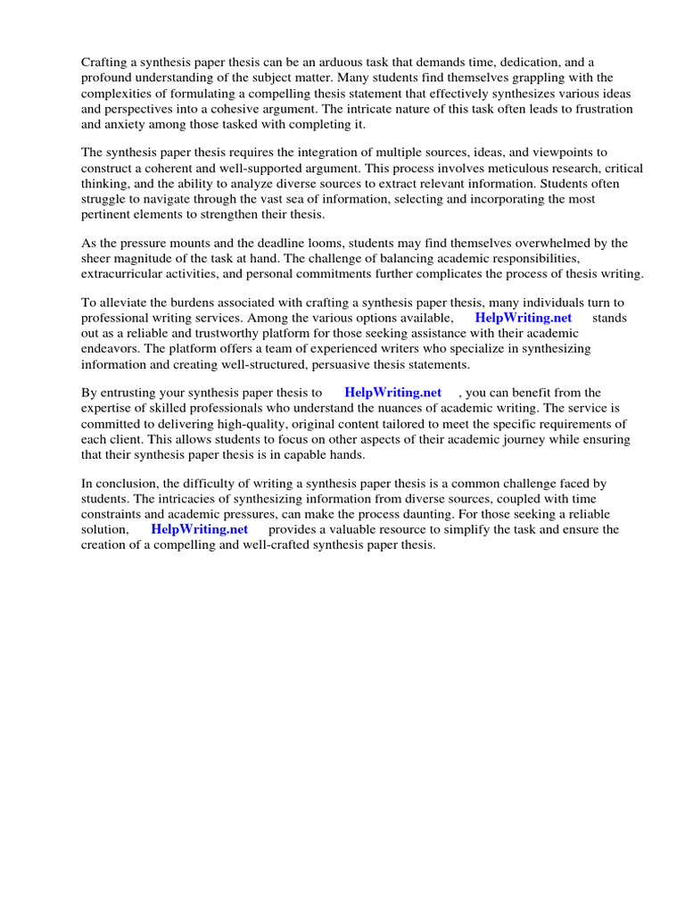 Synthesis Paper Thesis Examples | PDF | Essays | Apa Style