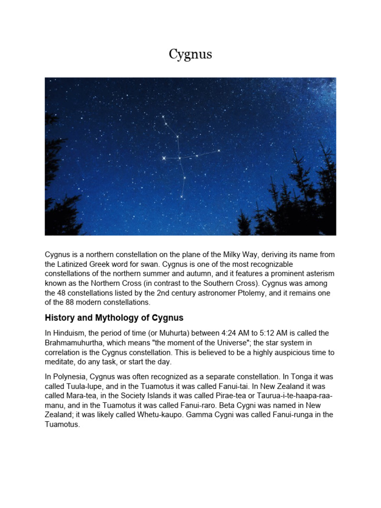 Cygnus | PDF | Stellar Astronomy | Constellation
