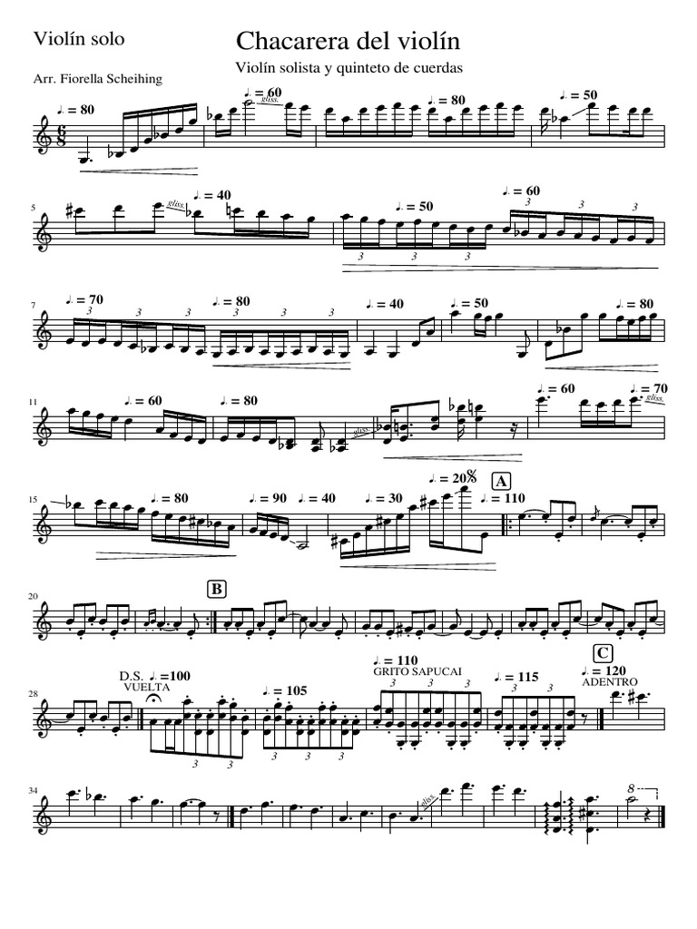 Chacarera_del_violin_SOLISTA Y QUINTETO-Violín_solo | PDF | Violin | String Instruments