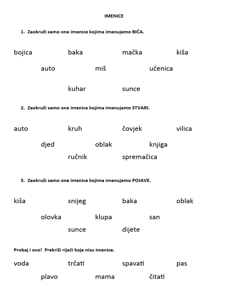 Imenice ponavljanje | PDF