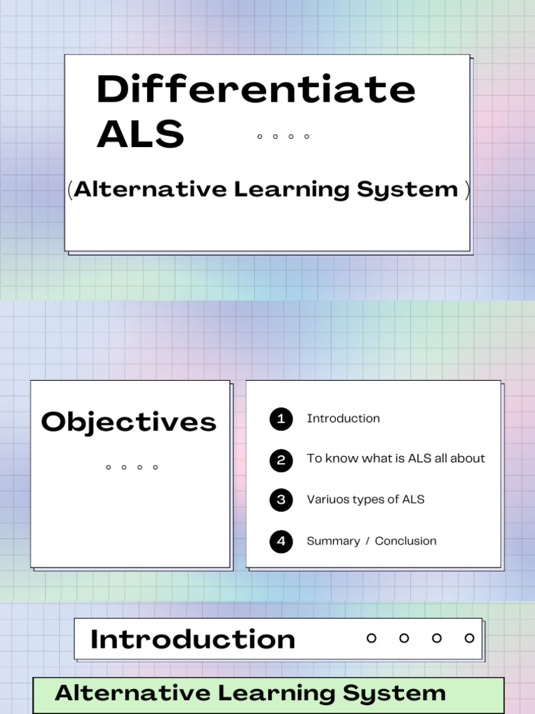 Differentiate ALS: (Alternative Learning System) | PDF | Learning | Literacy