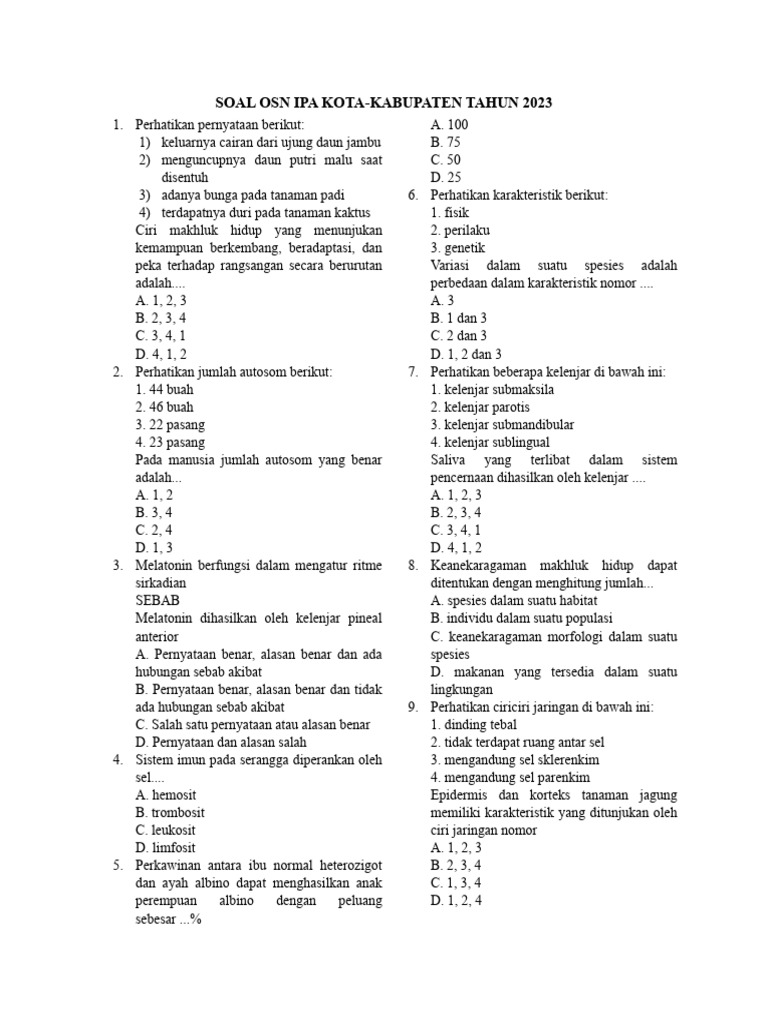 Soal Osn Ipa | PDF