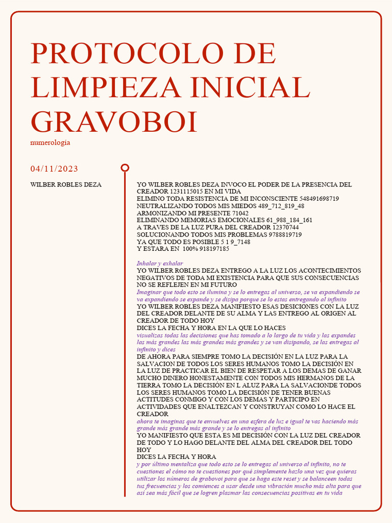 Protocolo de Limpieza Inicial Gravoboi | PDF