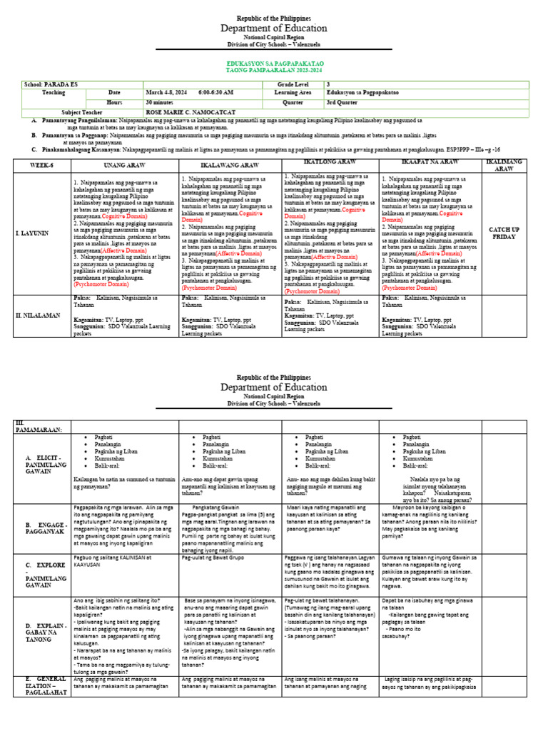 DLL - Esp 3 - Q3 - W6 | PDF