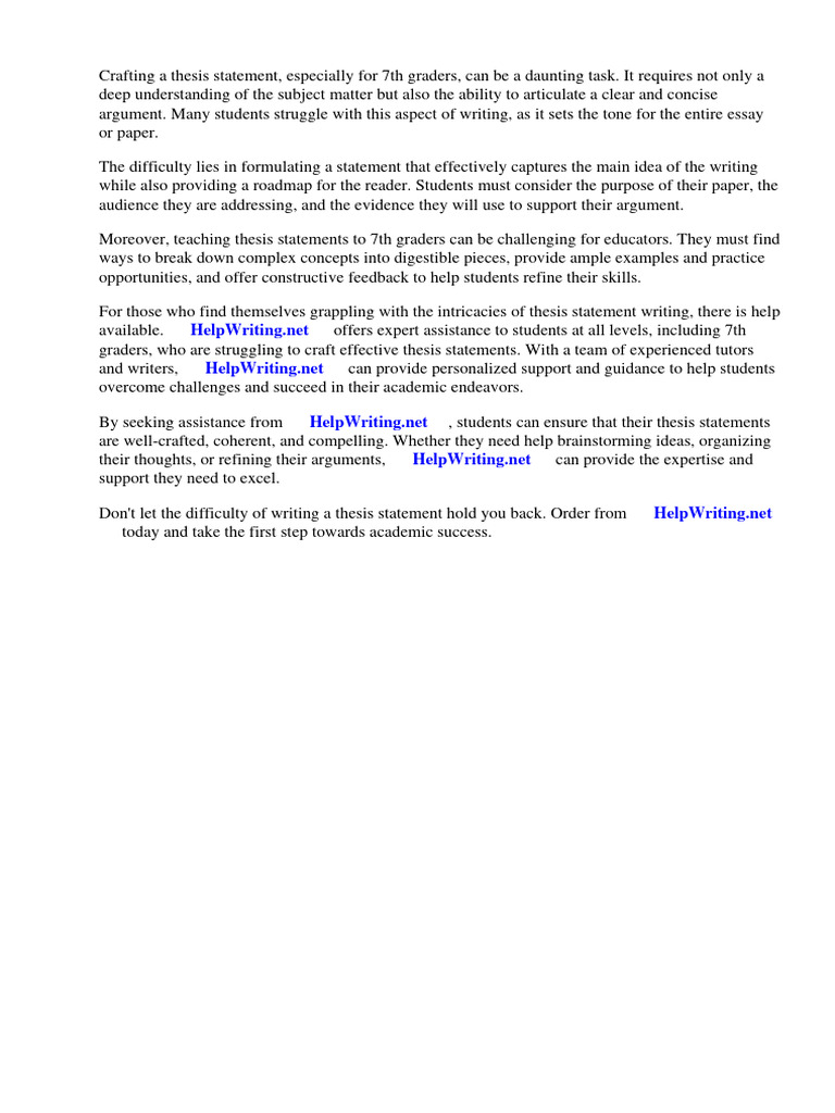 Teaching Thesis Statements 7th Grade | PDF | Essays | Thesis