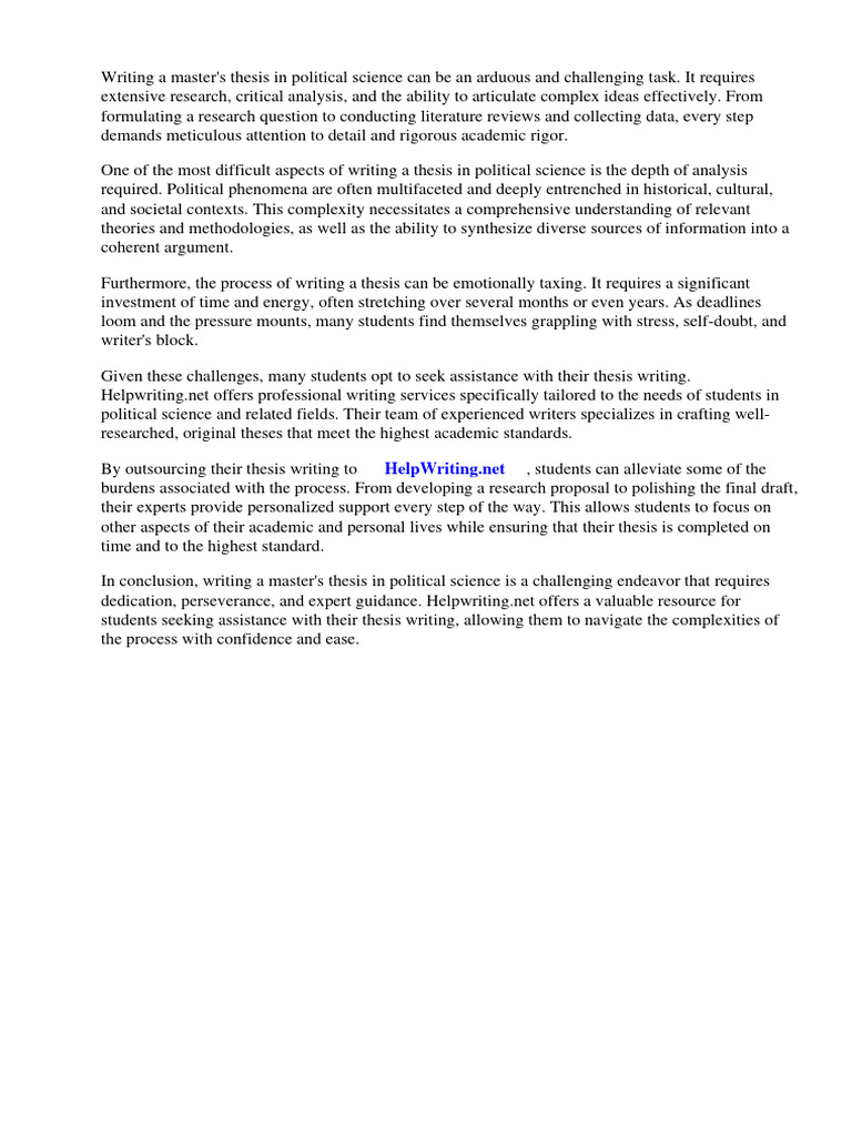 Master Thesis Political Science Example | PDF | Thesis | Political Science