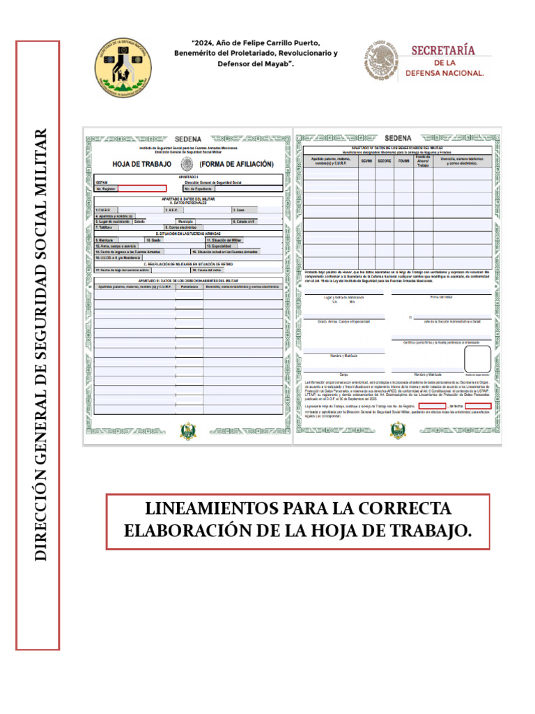 Lineamientos Hoja de Trabajo ISSFAM 2024 | PDF | Ciencia militar ...
