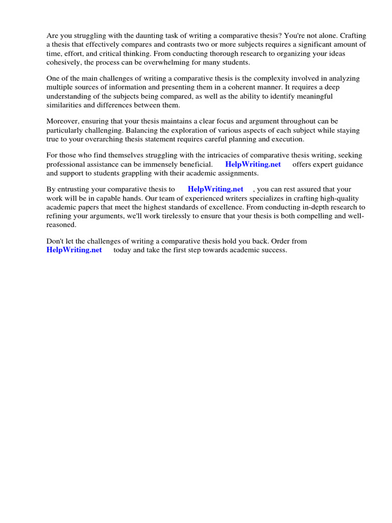 How To Make A Comparative Thesis | PDF | Essays | Thesis