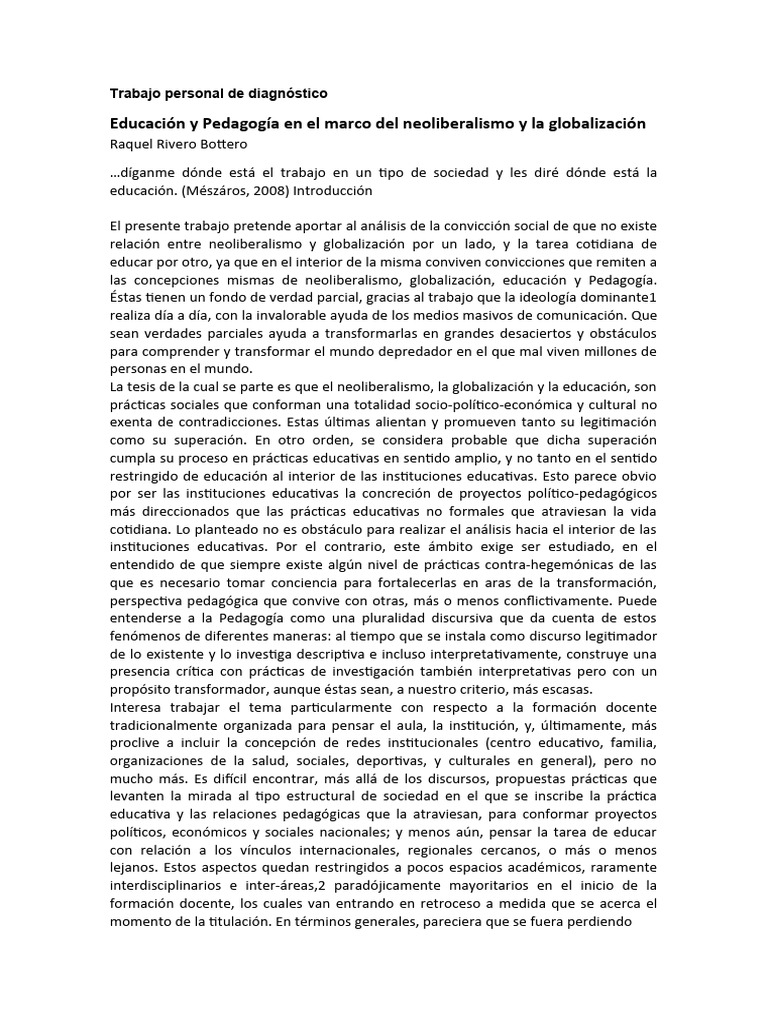 Trabajo de Diagnã Stico Perspectiva Pedagogicas 2024 | PDF | Maestros | Pensamiento