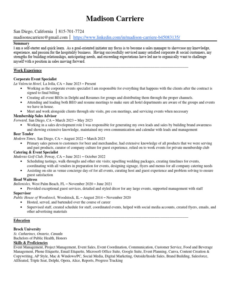 Madison Carriere - Resume | PDF | Human Communication | Promotion And Marketing Communications