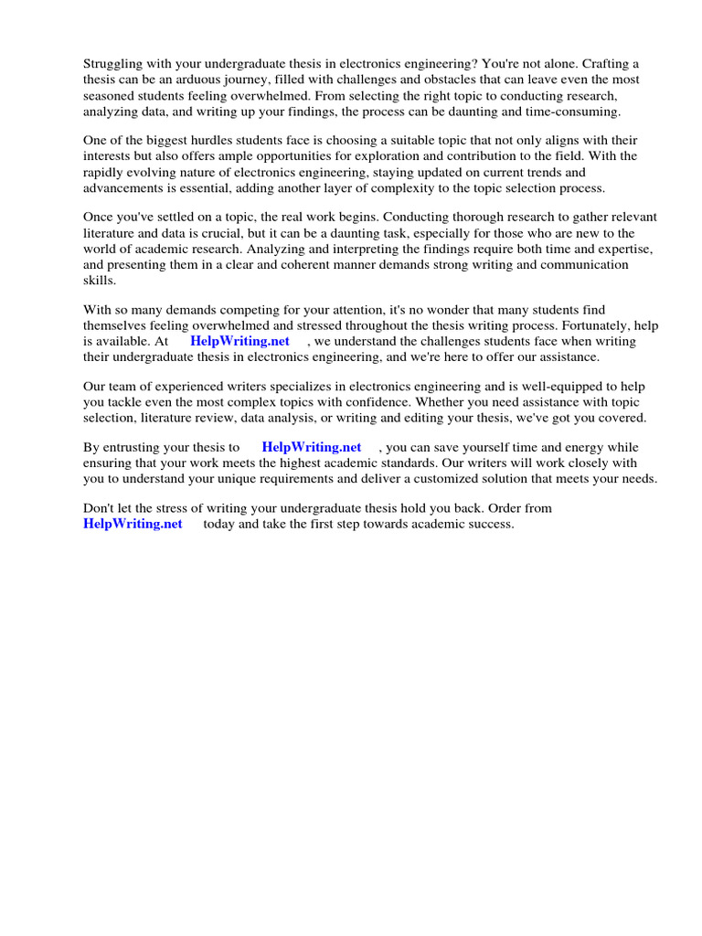 Undergraduate Thesis Topics For Electronics Engineering | PDF | Thesis | Engineering