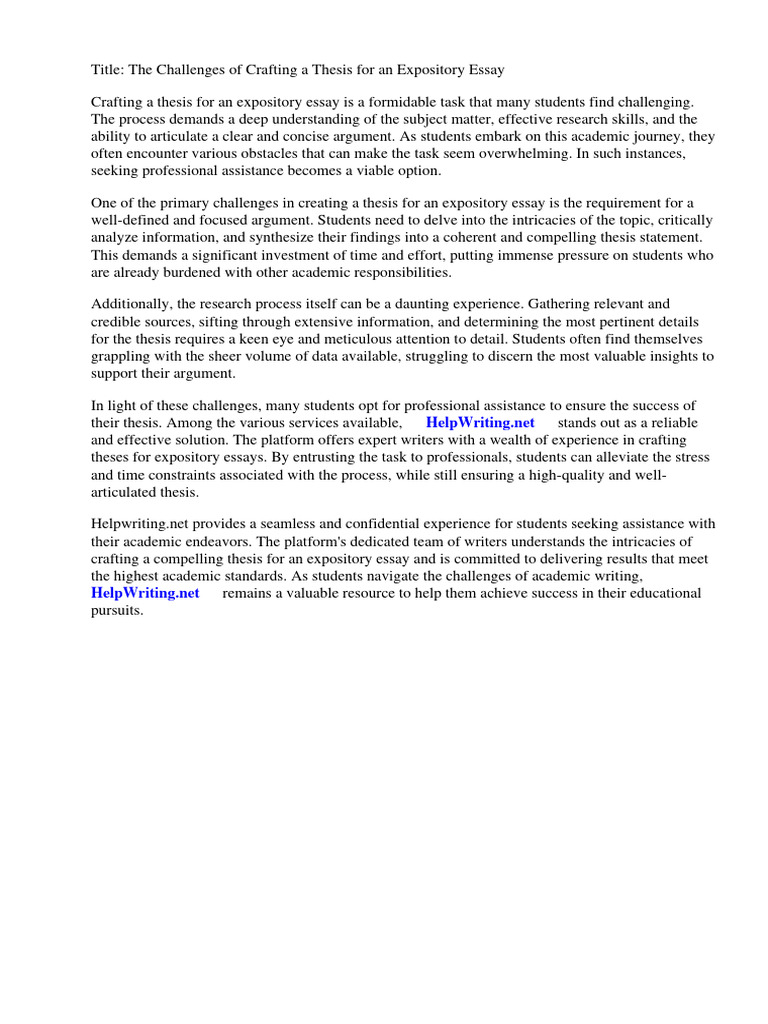 Thesis Help for Expository Essays | PDF | Essays | Thesis