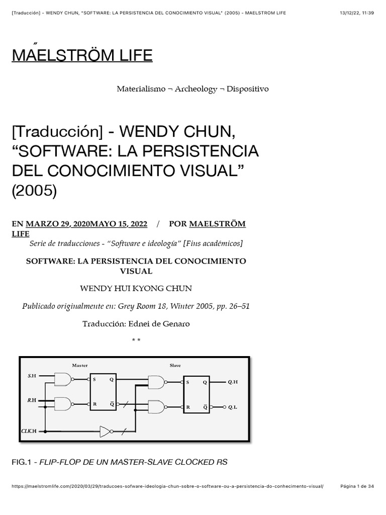 (Traducción) - WENDY CHUN, "SOFTWARE: LA PERSISTENCIA DEL CONOCIMIENTO ...